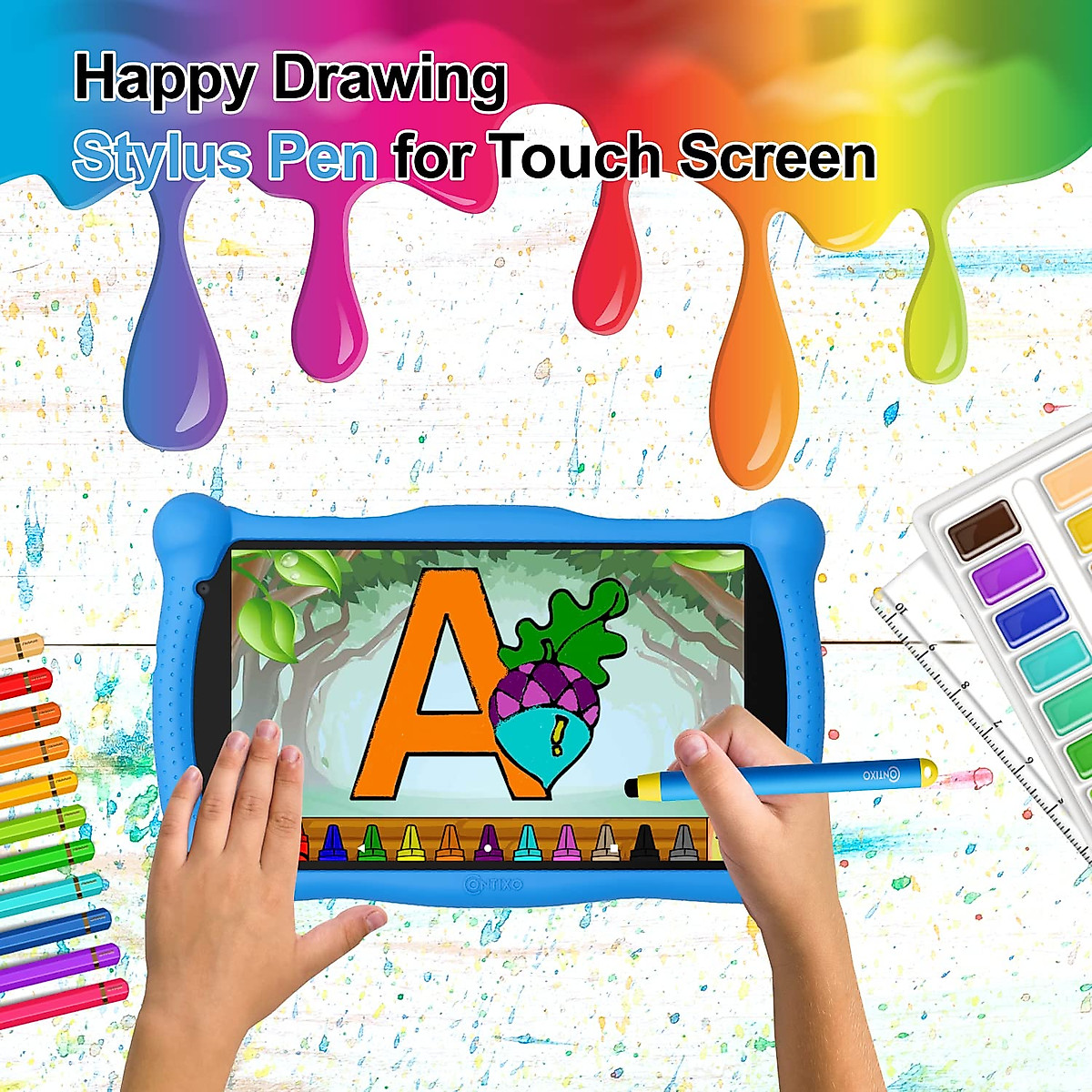 Contixo Kids Tablet, V10 7 Inch Tablet for Kids and Smart Watch Bundle, 2GB 32 GB Toddler Tablet with Bluetooth, with Smart Watch That Touch Screen, Camera, Video and Audio Recording, MP3 Player