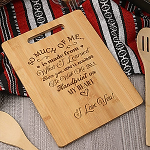 KITCHENVOY Mom Cutting Board Special Love Heart Poem Laser Engraved Bamboo Board as Gift for Mom on Mother's Day, Holiday - Birthday Presents for Mother-in-law - Gifts for Mom from Daughter, Son