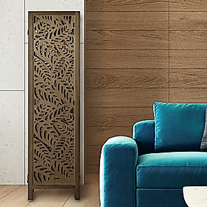 ECOMEX Room Dividers, 5.6 FT Tall Carved Room Dividers and Folding Privacy Screens, 4 Panel Wood Privacy Screen,Divide Space, Asian Style, Decorative Room(Brown)