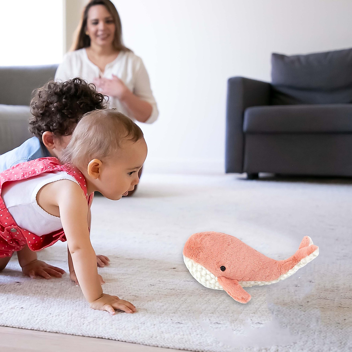 MON AMI Coral The Whale Stuffed Animal – 12”, Whale Plush Toy, Use as Toy or Nursery Room Décor, Great for Kids of All Ages, Ocean Animals