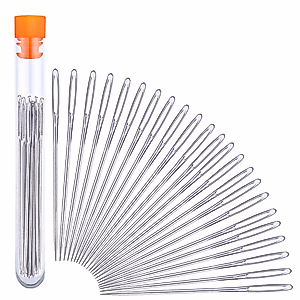 23 PCS Large Eye Sewing Needles, 2.36in Sewing Sharp Needles, Leather Needle Embroidery Thread Needle, Stainless Steel Yarn Knitting Needles with a 3.3in Plastic Bottle