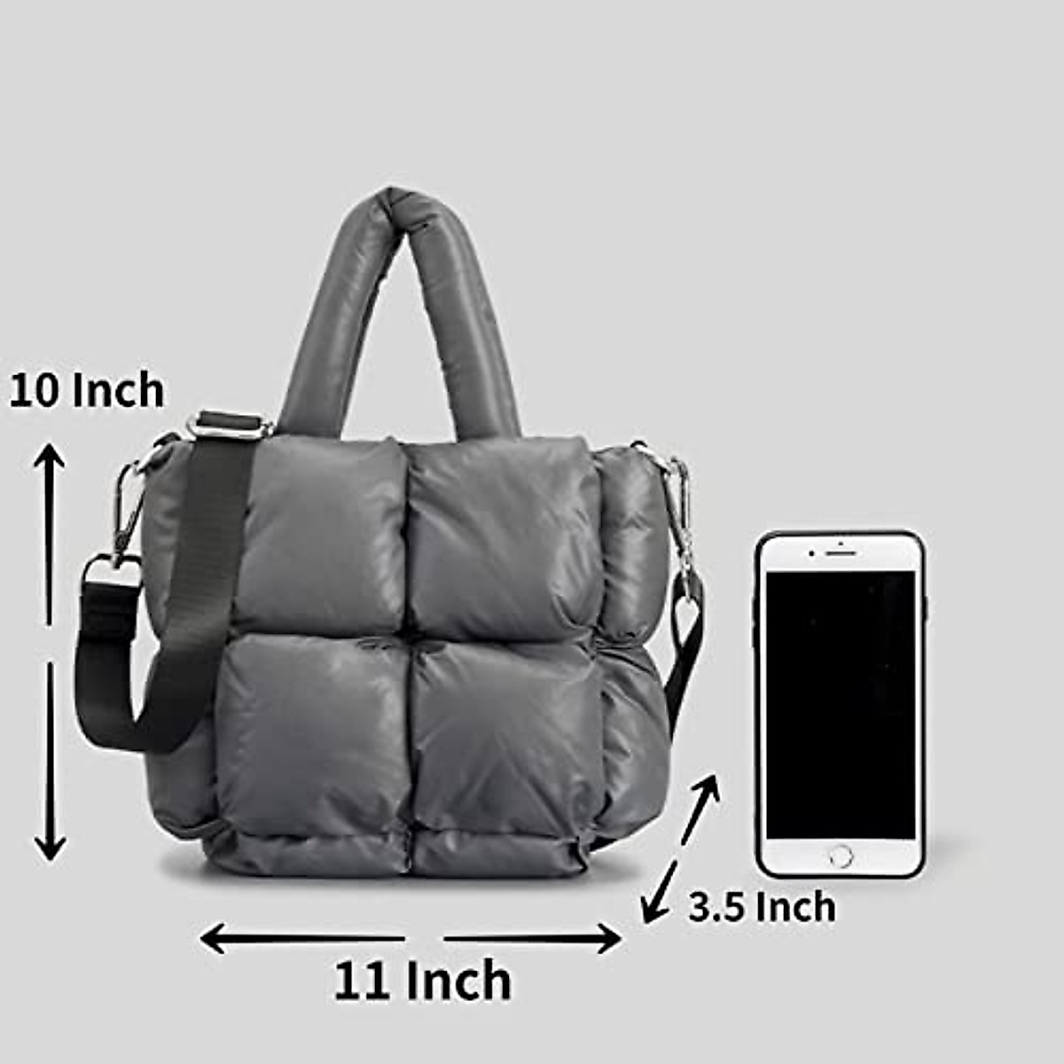 Small Puffer Tote Bag Quilted Tote Bag for Women Crossbody Bag Top Handle Bag Puff Bag Handbag Luxury Shoulder Bag (Brown)