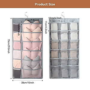 QoeCycth Closet Hanging Organizer with Mesh Pockets & Rotating Metal Hanger,Dual Sided Wall Shelf Storage Bags,Oxford Cloth Space Saver Bag for Bra Underwear Underpants Socks