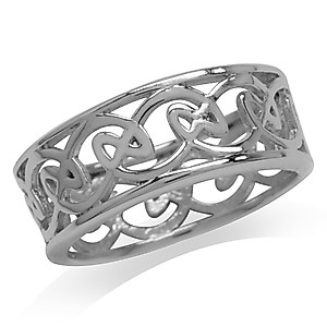 Silvershake 8mm 925 Sterling Silver Celtic Knot Band Ring Size 9