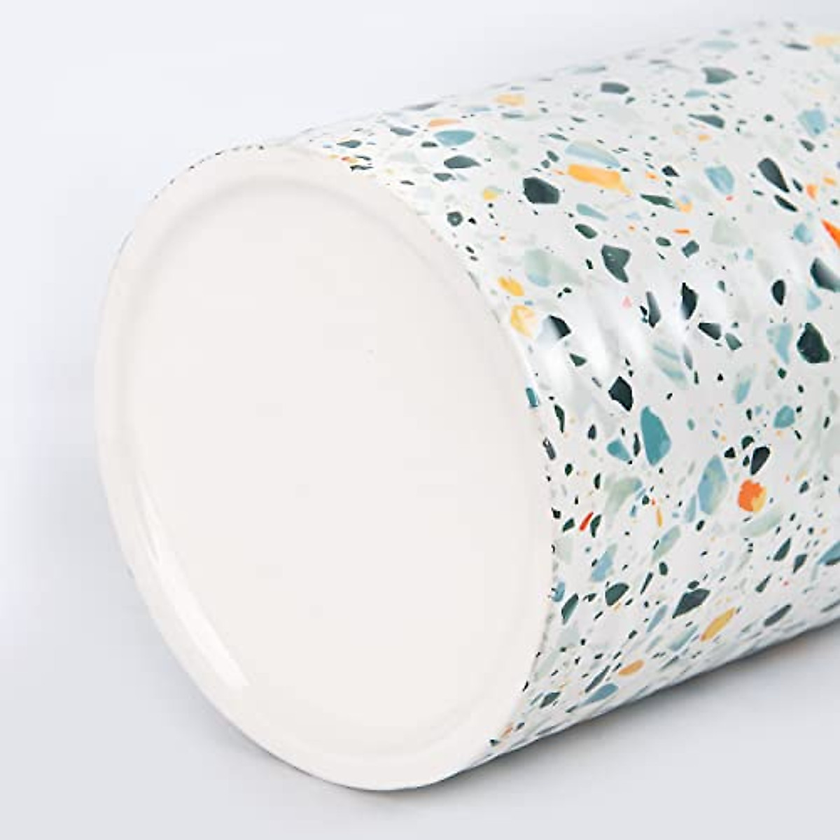 LEAZUL Kitchen Utensil Holder,7.2″Extra Large Stable Terrazzo Marble Pattern Ceramic Utensil Crock,Utensil Organizer for Countertop,Kitchen Decor,Utensil Holder for Housewarming,Wedding Gift Blue