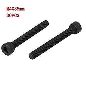 30pcs M4 x 35mm 12.9 Alloy Steel Bolt Cap Point Hex Socket Head Screws Black for Machine and Home Improvement