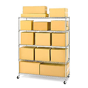 Seville Classics UltraDurable Heavy Duty NSF Solid Steel Wire Rack Storage Unit Shelving with Wheels, 5-Tier, 60" W x 24" D