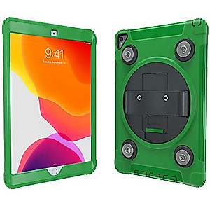 Magnetic Case for iPad 7/8/9 Gen - CTA Hard Kickstand Case with Magnetic Mounting Plates and Carry On Strap for iPad 7/8/9th Generation - Green