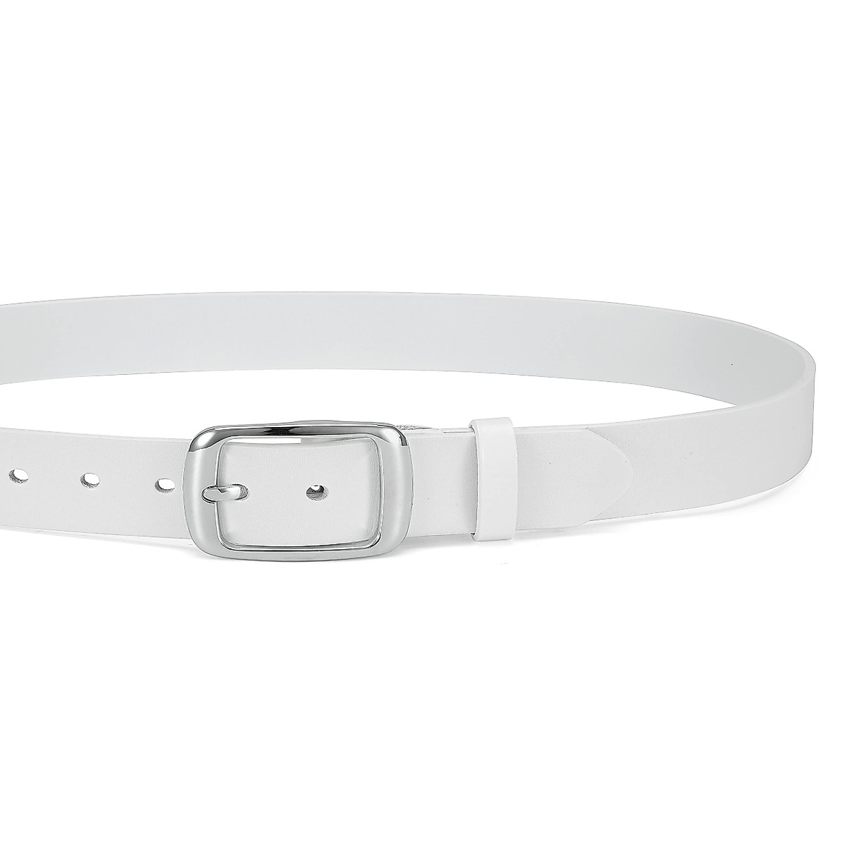 CHAOREN Womens Belts for Jeans - White Leather Belt Women 1.3" Width - Genuine Leather Crafted by Hand