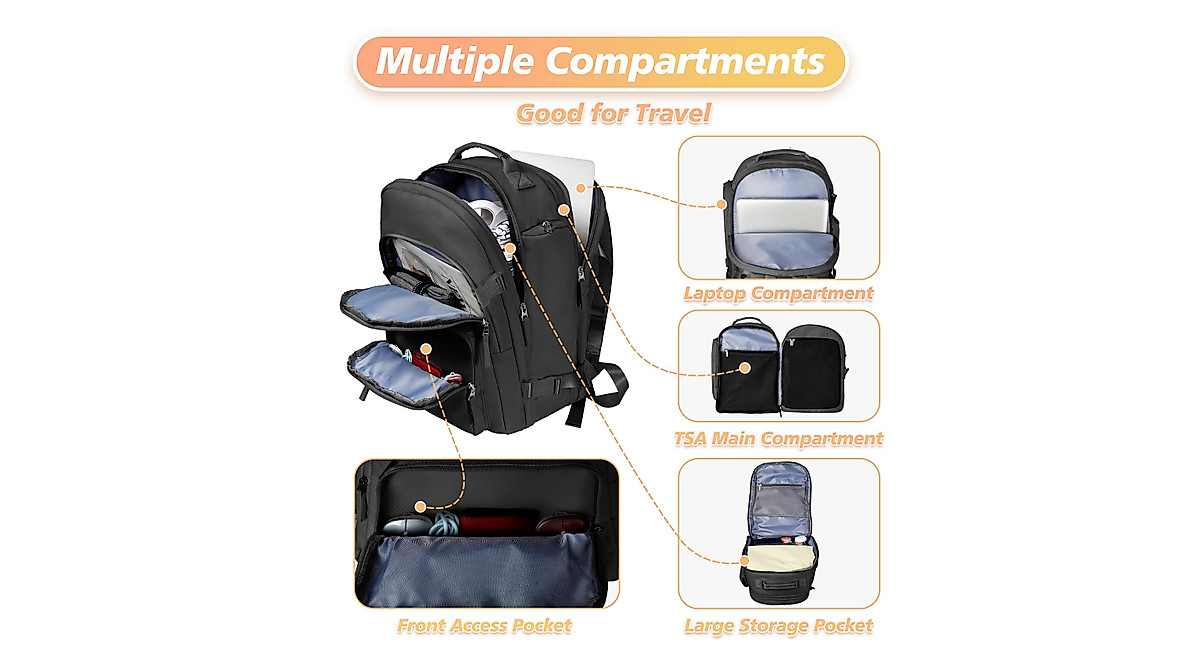 TEMASOL Carry on Backpack, Extra Large 40L Travel Backpack Flight ...