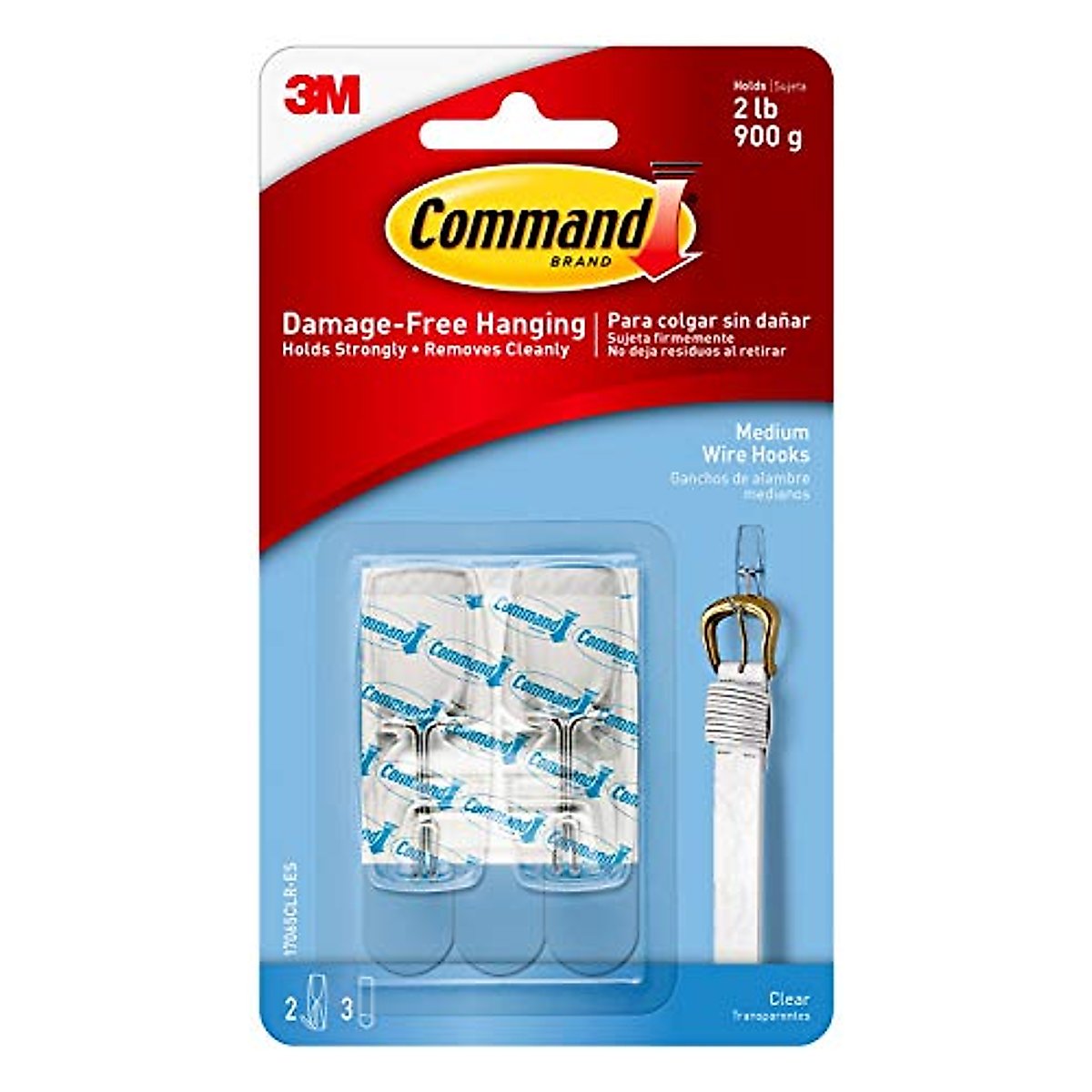 Command, Medium, Clear, Wire Toggle, 2-Hooks (17065CLR-ES), 2 Count