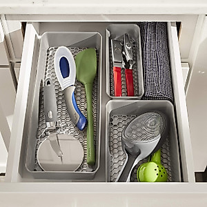 Spectrum Diversified Hexa Set of 3 Assorted Storage Buildup-Resistant Kitchen & Bathroom Drawer Trays, Easy-to-Clean Bathroom & Kitchen Organizers, Stone Gray