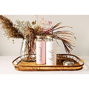 Bride to Be Iced Coffee Tumbler with Bamboo Lids and Straws | 20 oz Mason Jar Cups & Iced Coffee Cup | Bridesmaid Proposal Gifts, Bridal Shower, Bachelorette Party Supplies & Bride Tribe - Bride