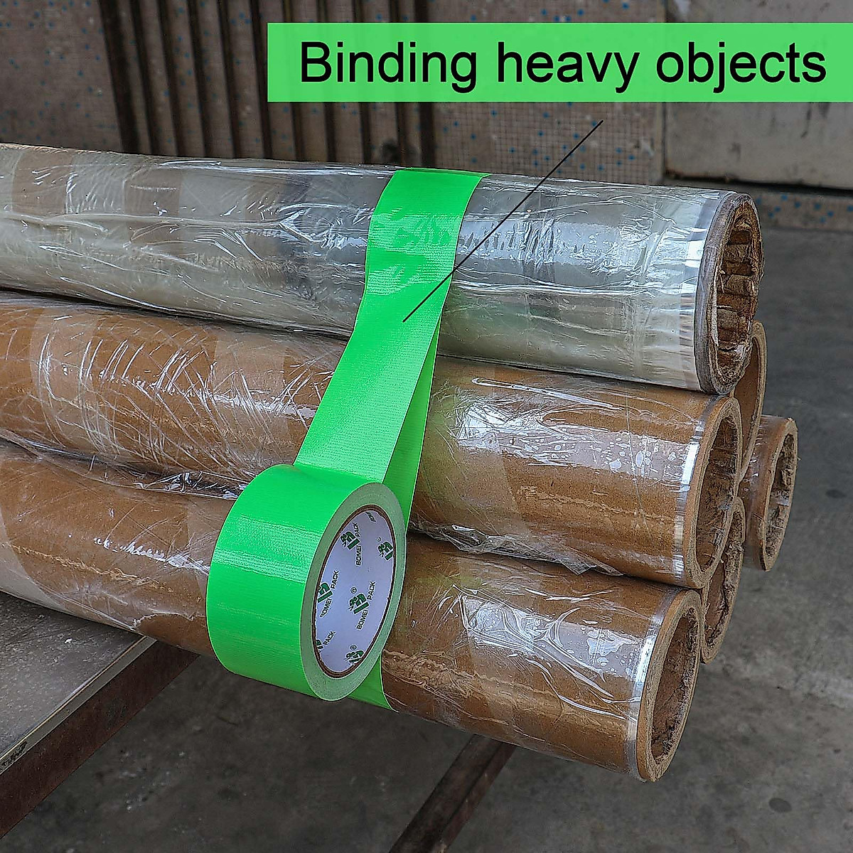 BOMEI PACK Green Duct Tape, 3Rolls Heavy Duty Strong Industrial Color Duct Tape 9mil x 1.88inch x 30yds for Packing and Repairing