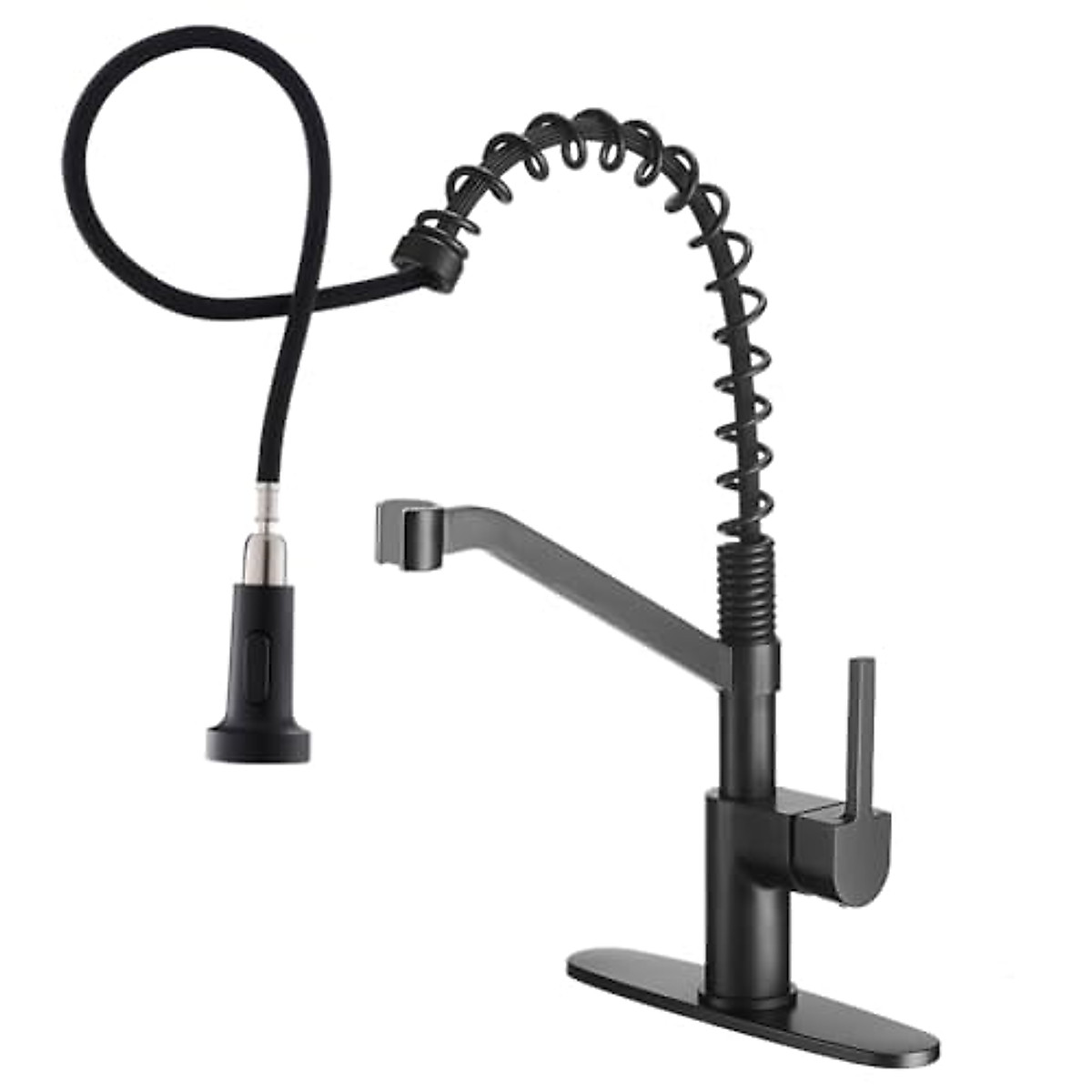 OWOFAN Black Kitchen Faucets with Pull Down Sprayer Industrial Single Handle One Hole Or 3 Hole Faucet for Farmhouse Camper Laundry Utility Rv Wet Bar Sinks