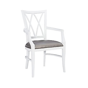 Pemberly Row Mid Century Wood Dining Arm Chair in White