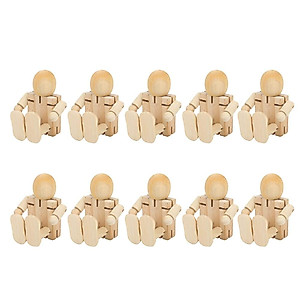 Wooden Robot, 10PCS Unfinished Wooden Robot Adjustable Figures Nature Bodies Joint Wooden Puzzle Building Craft Kit Wood People Shapes Figures for DIY Painting Arts Crafts (4.3x2.6x1.6in)