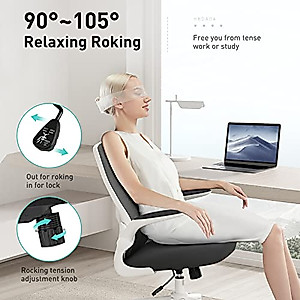 Hbada Ergonomic Office Chair Work Desk Chair Computer Breathable Mesh Chair with Adjustable Lumbar Support and Flip Up Arms, White
