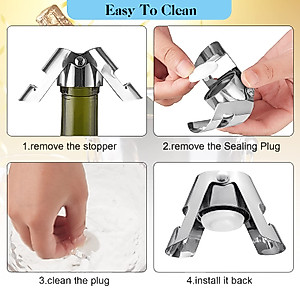 12 Pcs Stainless Steel Champagne Stopper Reusable Bottle Sealer Wine Corker Champagne Cork Stopper with a Built in Sealing Plug Compact Champagne Saver Plug for Cava Prosecco