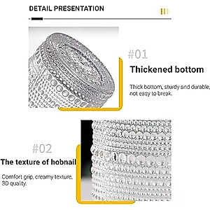 Dingerjar Hobnail Drinking Glasses set of 6（13 oz） Hobnail Water KItchen Glassware, Embossed Vintage Juice Glasses Tall Bar Drinkware