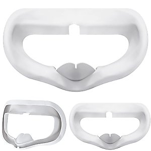 3 Pieces Eye Silicone Cover Silicone Face Covering Compatible with Oculus Quest 2 Sweatproof Lightproof Leakproof (White)