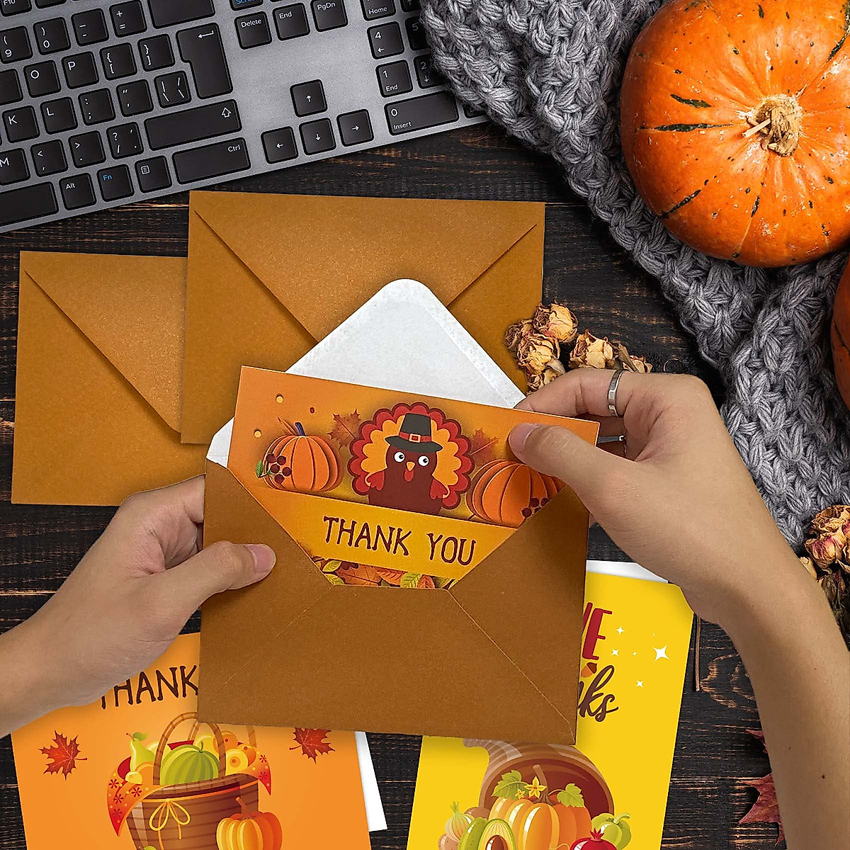 Funnlot Thanksgiving Cards 36PCS Bulk Thanksgiving Cards with Envelopes for Family Thankful Cards Fall Autumn Holiday Parties Celebrations Harvest Wedding Dinner Happy Thanksgiving Cards Bulk
