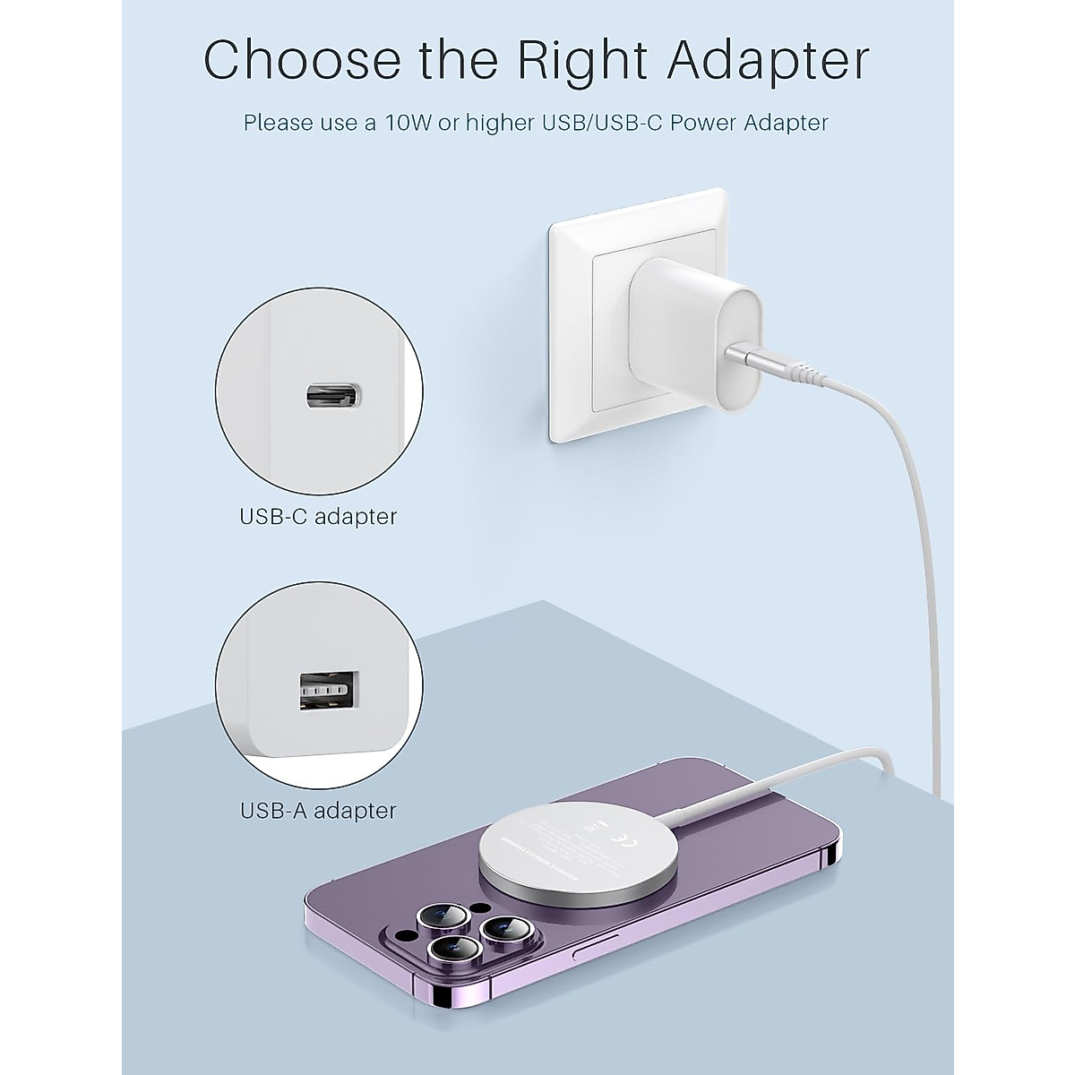 YLLZI Magnetic Wireless Charger for iPhone 15 14 13 12 Pro Max Plus Mini,for Airpods 3/2/Pro,Fast Charging Pad,Silver