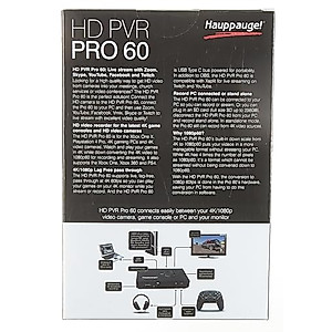 HAUPPAUGE HD PVR Pro 60 HD 4K in/Out 1080P 60fps Capture and Streaming PC Connected and Stand Alone for Zoom Skype YouTube Live and Twitch 1684