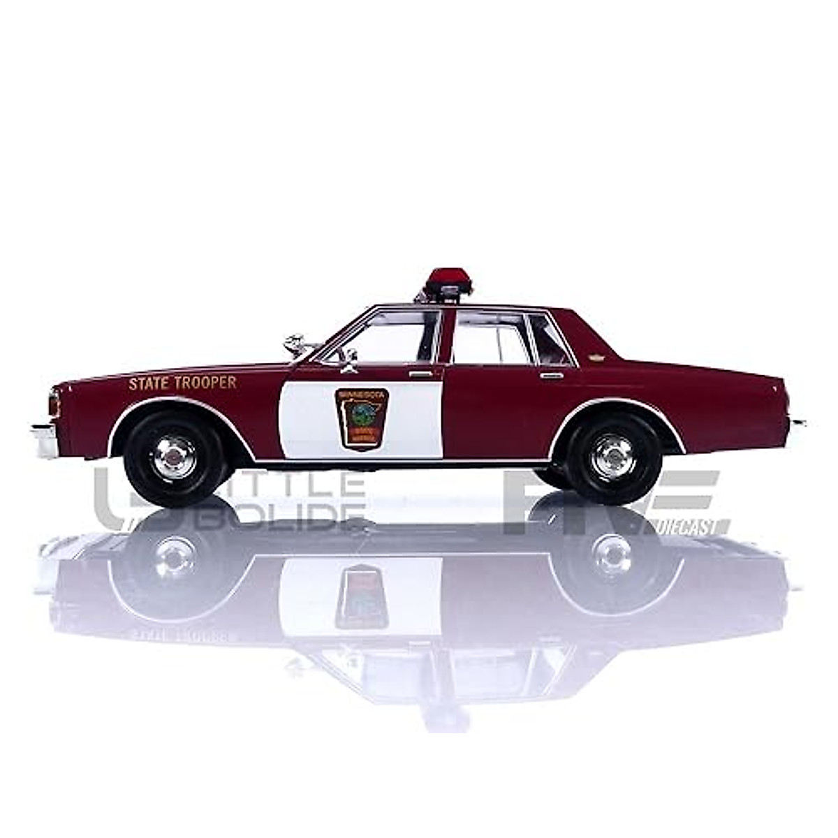 Greenlight 1987 Chevrolet Caprice Burgundy with Burgundy Interior Minnesota State Trooper Fargo (1996) Movie Artisan Collection 1/18 Diecast Model Car