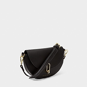 KATIE LOXTON Quinn Small Vegan Leather Convertible Crossbody Saddle Clutch Handbag Purse Black