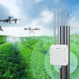 WAVLINK Outdoor WiFi 6 Extender AX1800 High Power Outdoor Weatherproof WiFi Range Extender Access Point with Passive/Active POE, Dual Band 2.4GHz+5GHz, 4x8dBi Detachable Antenna