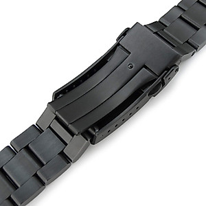 22mm DLC Black Watch Band compatible with Seiko 5 SRPD51, Super-O Boyer 316L SS