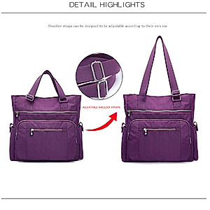 Multi Pocket Nylon Totes Handbag Large Shoulder Bag Travel Purse Bags For Women (X-Black)