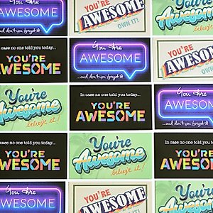 Youngever 300 Pack You Are Awesome Cards, 4 Unique Inspirational Designs Cards, Business Card Sized Encouragement Cards, Appreciation Cards for Students, Teachers, Employees, Friends, Family