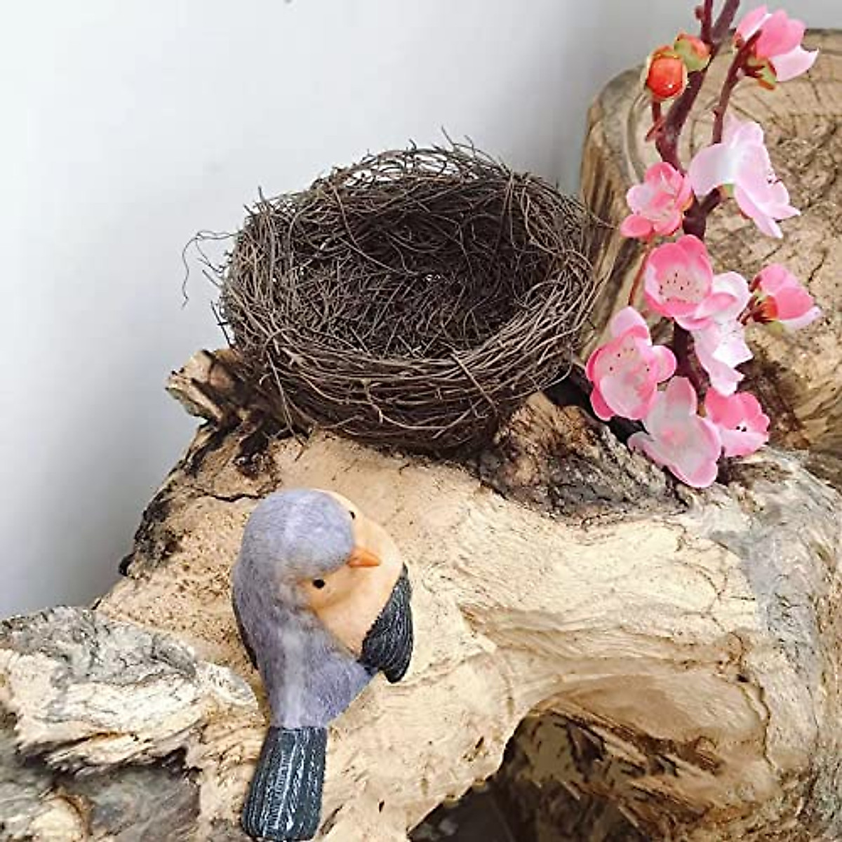 4Pack Rattan Bird Nests Handmade Bird Nest Artificial Birds Nest Ornaments for DIY Craft Tree Decoration