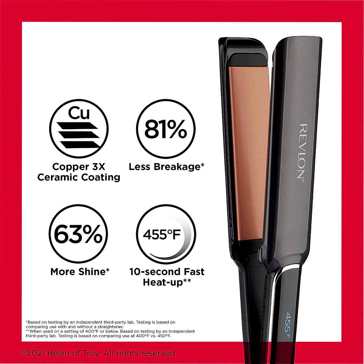 Revlon Copper Smooth Hair Flat Iron | Frizz Control for Fast and Shiny Styles, (XL 1-1/2 in)
