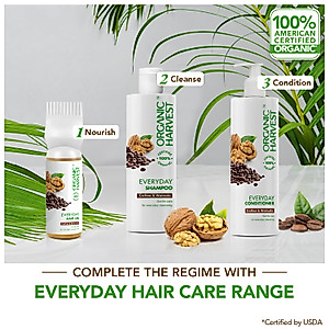 Organic Harvest Everyday Shampoo: Coffee & Walnuts | For Dry & Frizzy Hair | Anti-hairfall Shampoo For Men & Women | 100% American Certified Organic | Sulphate and Paraben-free - 250ml