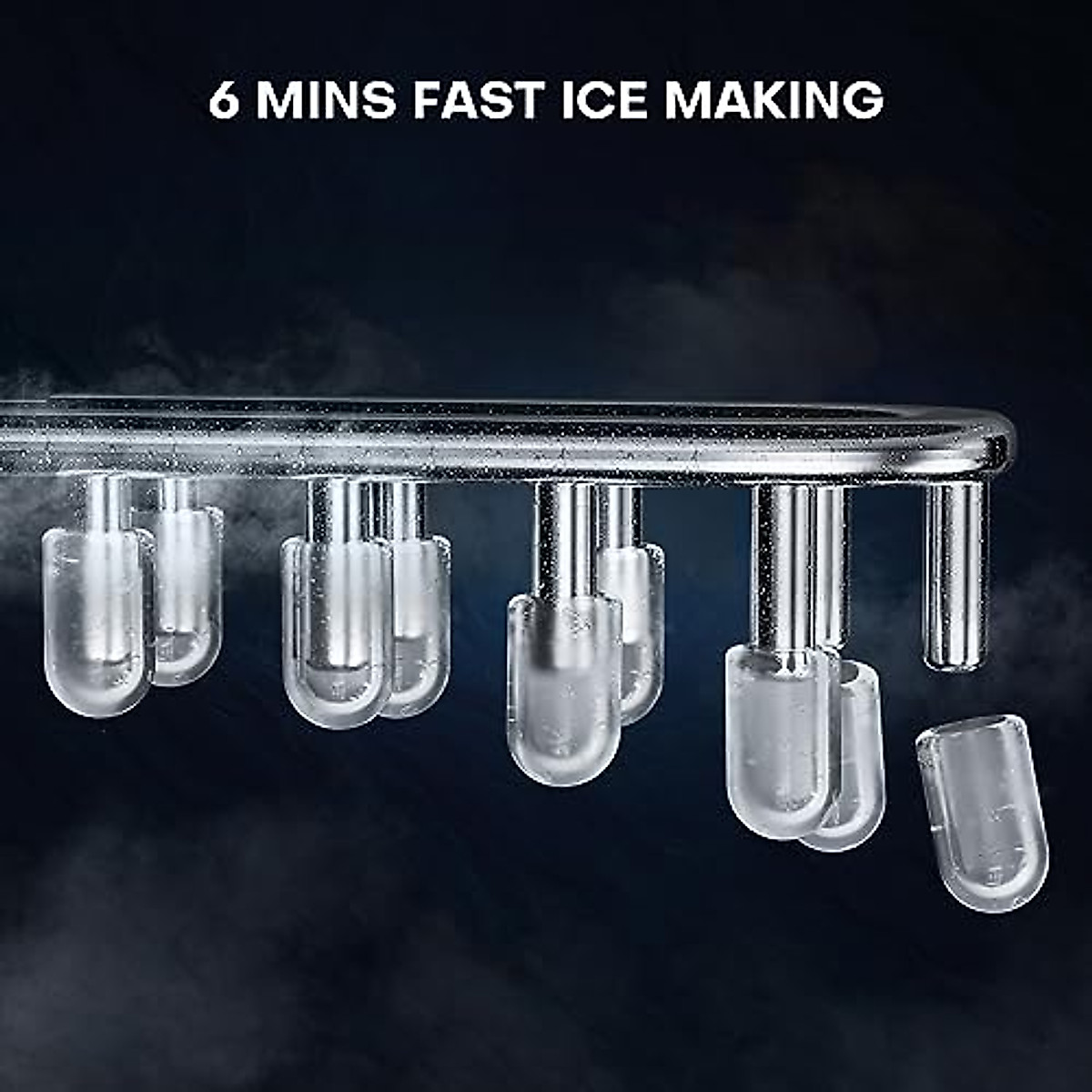 Upstreman Y90 Countertop Ice Maker, Self-Cleaning Ice Cube Maker Machine, Max 26Lbs/Day, 9 Ice Cubes Ready in 6 Mins, Portable Bullet Ice Maker for Home, Kitchen, Office, Party