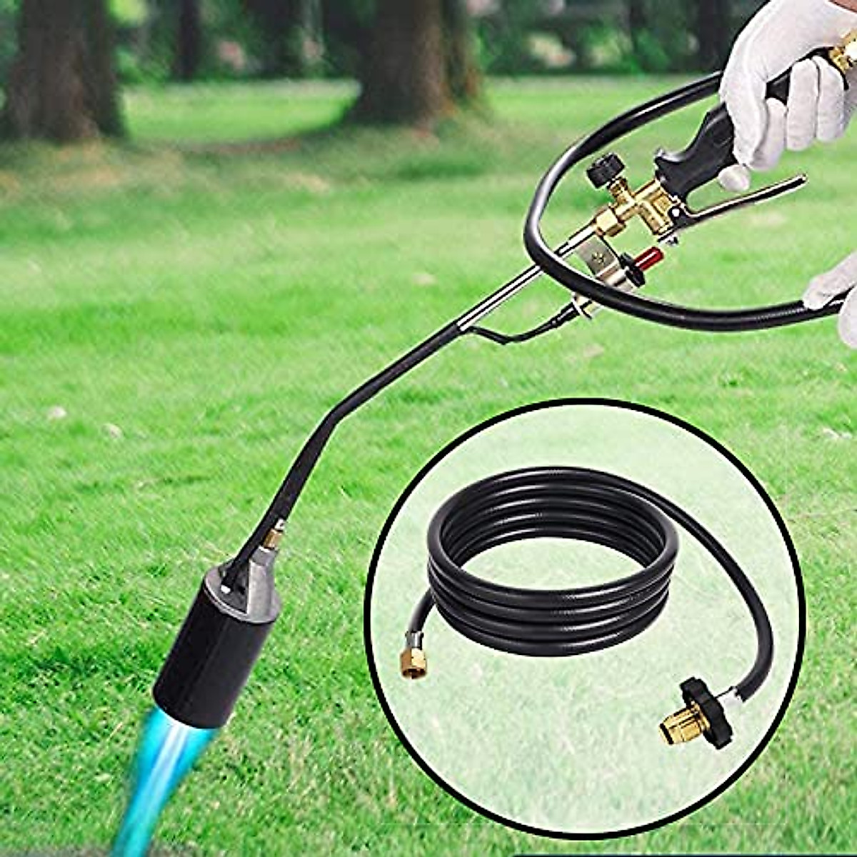 MCAMPAS Propane Torch Hose Weed Burner Hose Adapter for Use Connects to U.S.Any Standard Propane Tank to Propane Weed Burner Torch Head Burner 12 Feet High Pressure Extension Hose 350 PSI