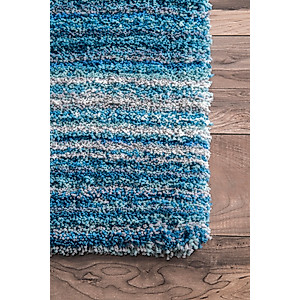 nuLOOM Classie Hand Tufted Shag Area Rug, 5' x 8', Sky Blue