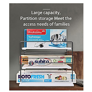 Kitchen Wrap Organizer Rack, Adjustable Aluminum Foil Organization,Storage Box Organizer for Pantry Wrap Holder for Sandwich Bags, Plastic Wrap,Snack and Box, Desk File Organizer(Black)