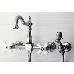 Kingston Brass KS1268PXBS Heritage Wall Mount Kitchen Faucet Sprayer, Brushed Nickel, 8 x 6.56 x 2.25