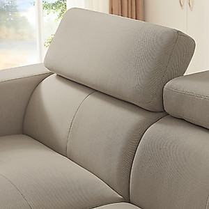 HAUSHECK 3 Piece Sofa U Shape Sectional Couches with Headrests Adjustment, Left Chaise with Storage, Linen Fabric, Living Room Furniture Set, 120" D x 94.5" W x 36.2" H, Smoke
