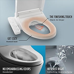 TOTO SW3073#01 WASHLET C2 Round Electronic Bidet Toilet Seat, Cotton White & SW3074#01 WASHLET C2 Electronic Bidet Toilet Seat with PREMIST and EWATER+ Wand Cleaning, Elongated, Cotton White