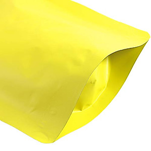 QQ Studio Double Sided Matte Heat Sealable Mylar Aluminum Standup Bags (100 Pack) (5.1" x 7.1", Matte Yellow)