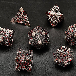 Scimi Metal Dice Set with Pouch (7 Metal Dices & 1 Pouch) D&D COC War Hammer War Hammer 40k Dice Set for RPG Board Games Role Playing Game Dice (Brutal Battle Metal)