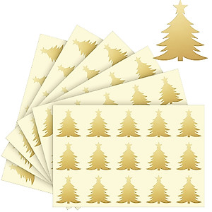 90 Pcs Christmas Envelope Seal Stickers, Gold Christmas Tree Envelope Seals Decorative for Christmas Party Gift Bag Drinkings Baking Wedding Invitations Greeting Cards Envelope Party Favors Craft