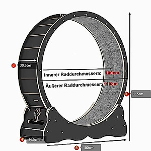 Cat Wheel Exerciser for Indoor Cats, Diameter 43.3" 45.27" H Large Cat Exercise Wheel Indoor with Locking Mechanism, cat Wheel Ultra-Quiet Running Protect Spine,Reduce Vet Bills Perfect for Big Cats