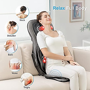 COMFIER Shiatsu Neck & Back Massager – 2D/3D Kneading Full Back Massager with Heat & Adjustable Compression, Massage Chair Pad for Shoulder Neck and Back Full Body, Gifts for Men Dad