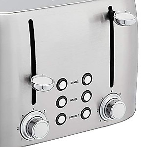 Amazon Basics 4 Slot Toaster, Brushed Silver